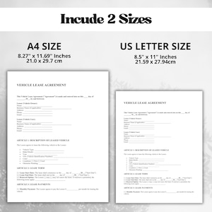 Editable Vehicle Lease Agreement | Editable PDF, Google Doc, Word ...