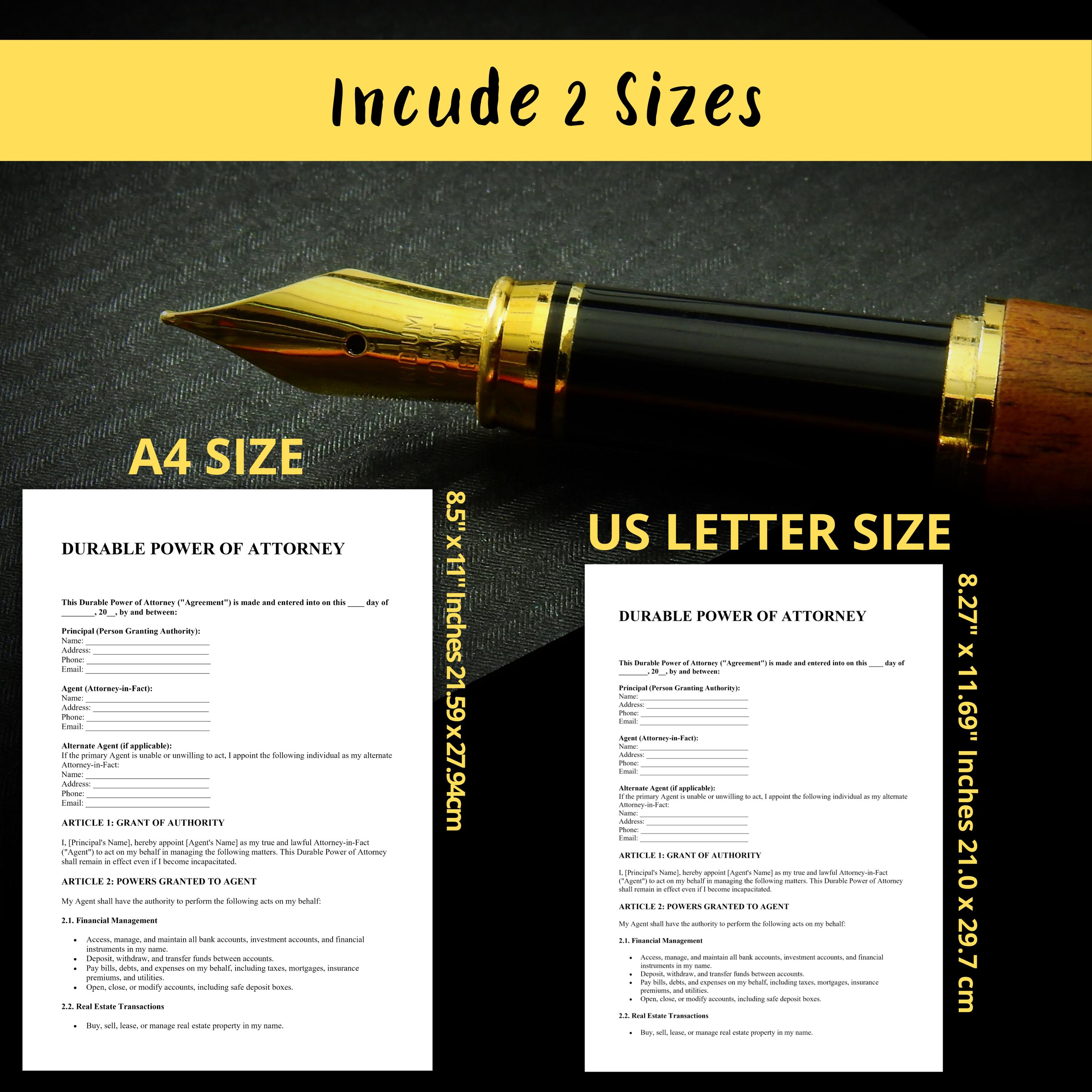 Editable Durable Power of Attorney | Editable PDF, Google Doc, Word ...