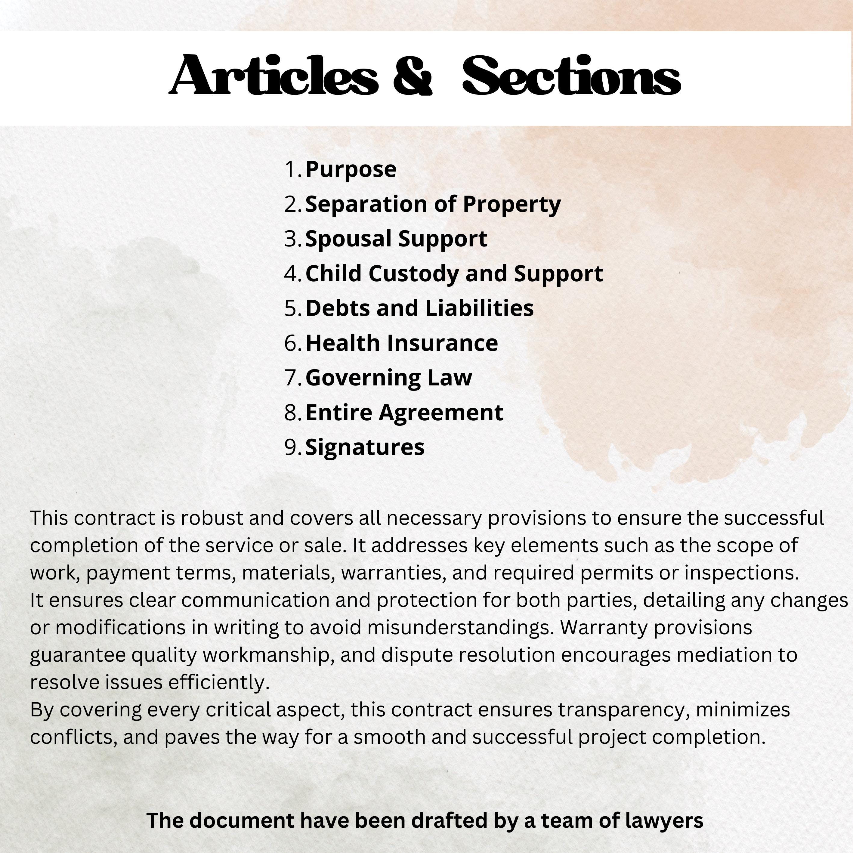 Editable Separation Agreement - PDF | Word | A4 & US Letter Size - Etsy