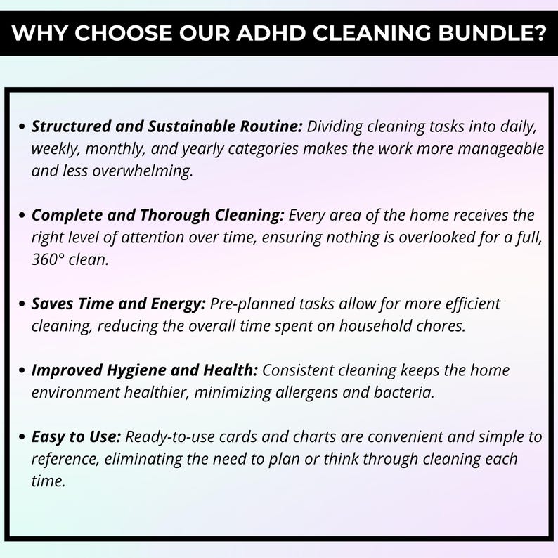 ADHD Cleaning Planner | Editable | Digital Cleaning Checklist ...