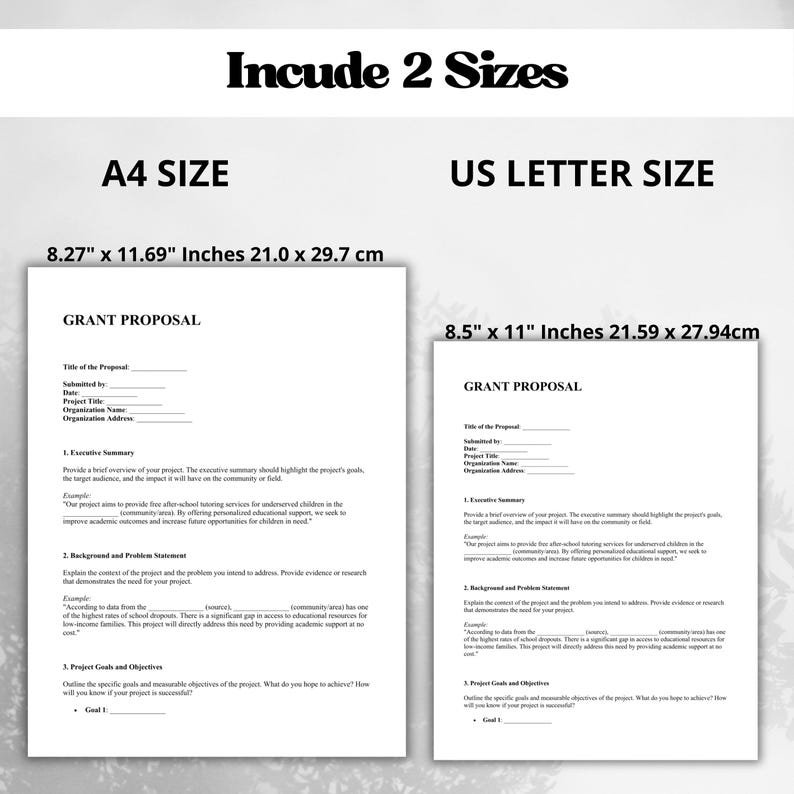 Editable Grant Proposal Template - PDF | Word | A4 | US Letter Size - Etsy
