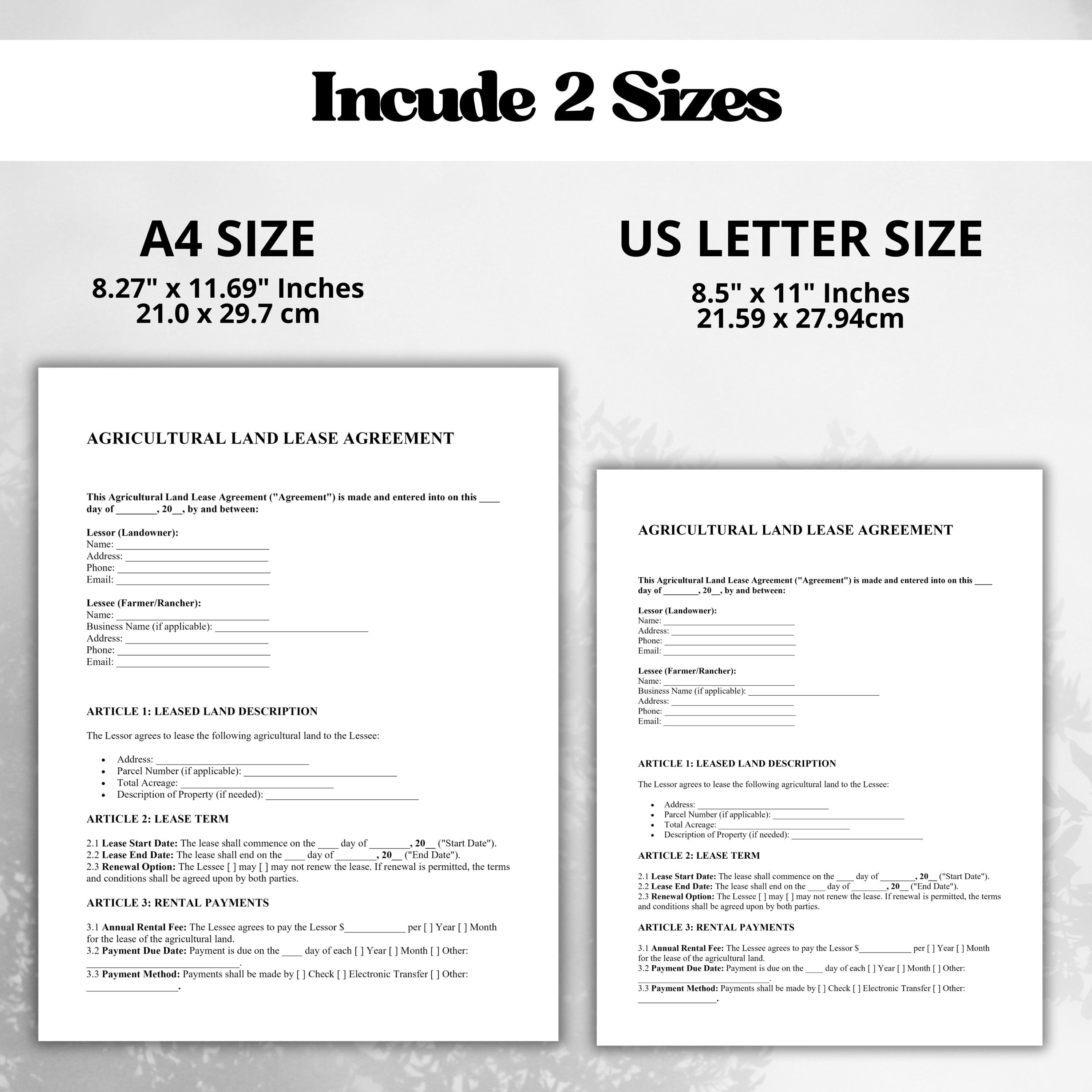 Editable Agricultural Land Lease Agreement | Editable PDF, Google Doc ...