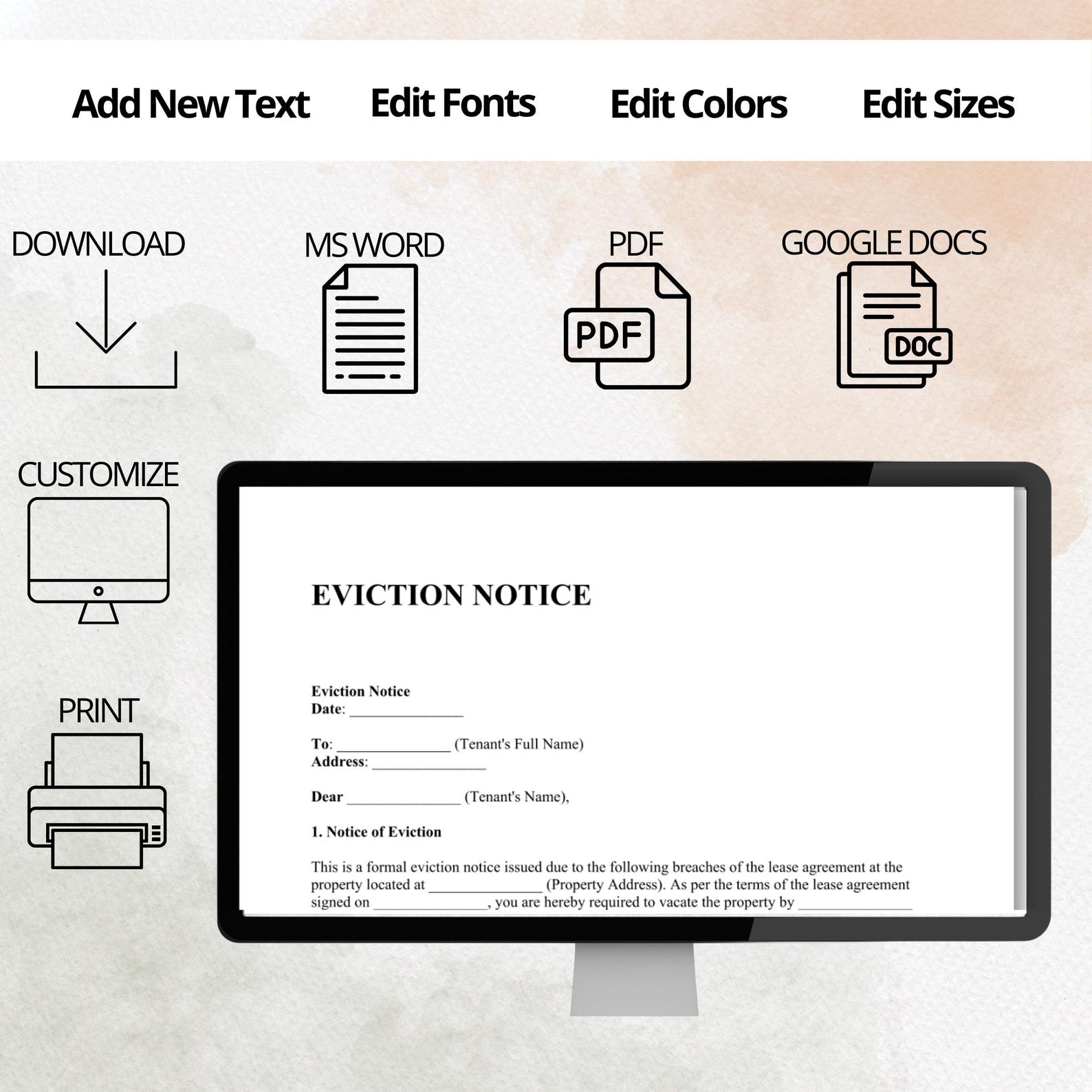 Editable Eviction Notice Template - PDF | Word | A4 & US Letter Size - Etsy