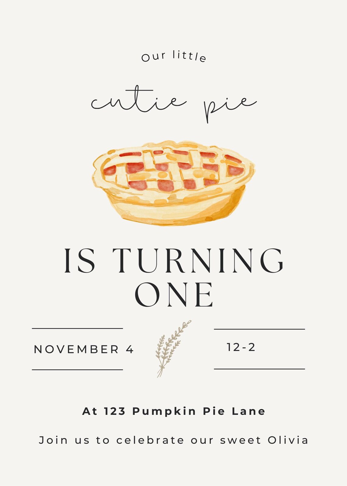 Cutie Pie Birthday Invitation, Pie Birthday Theme, Fall Birthday Theme ...