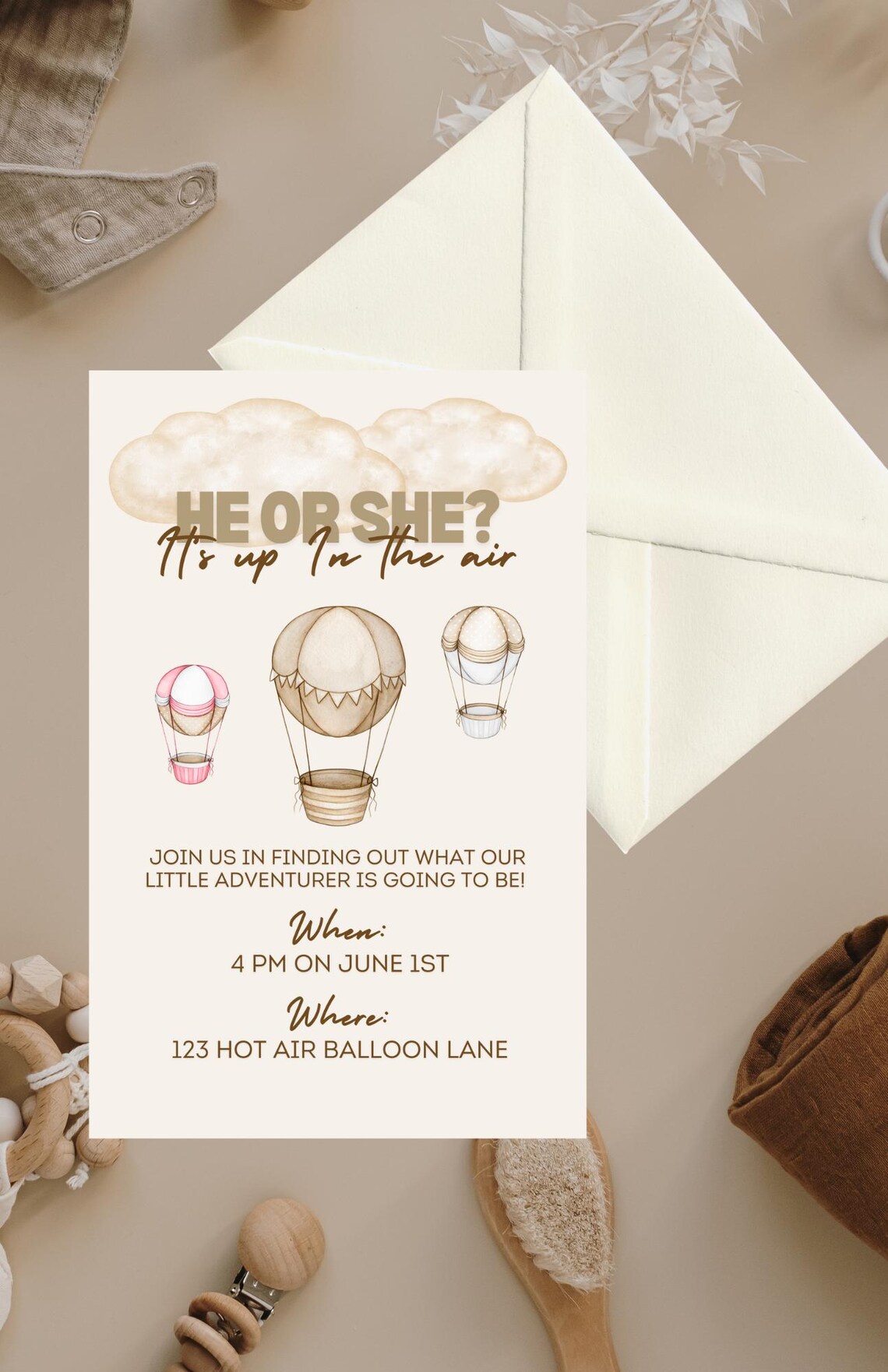 Hot Air Balloon Theme, Neutral Gender Reveal, He or She, Boy or Girl ...