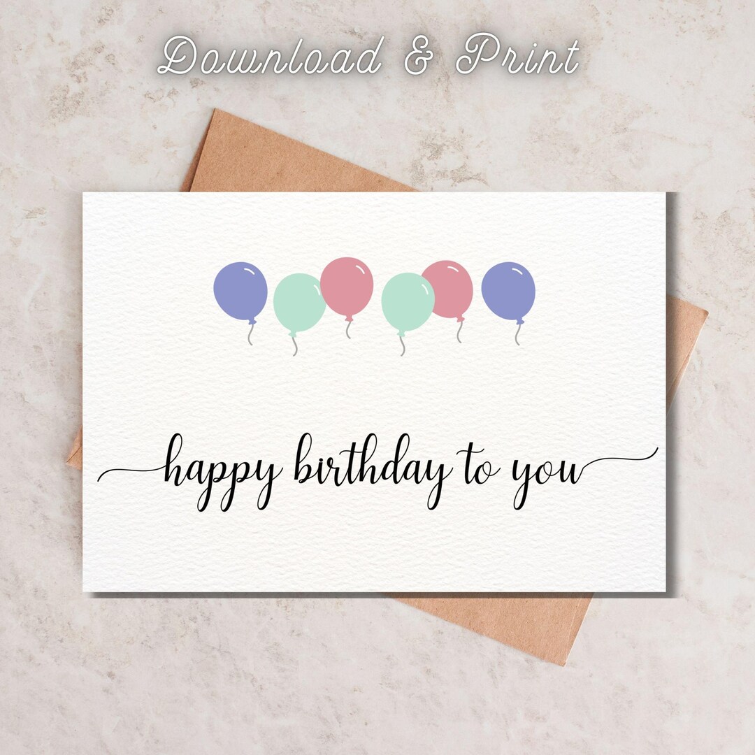 Balloon Birthday Card | DIY Foldable Greeting | Printable Birthday Card ...