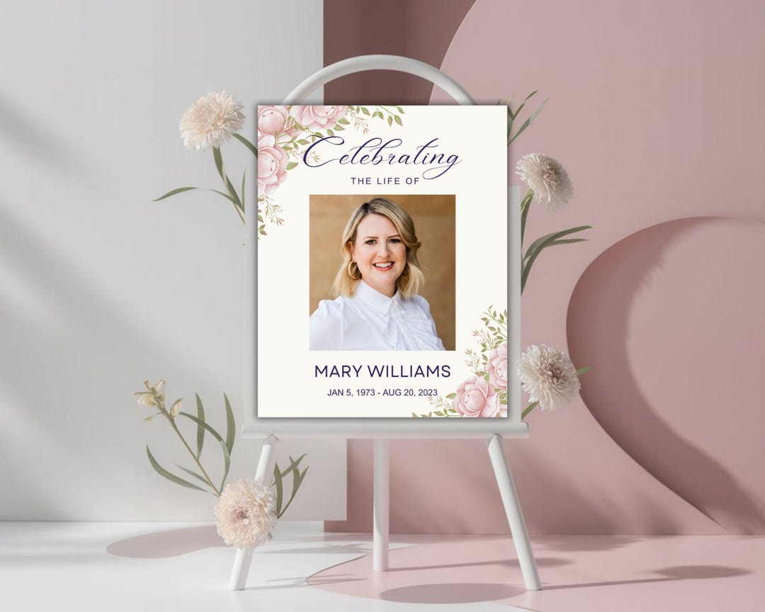 Memorial Welcome Sign, Floral Welcome Sign , Funeral Service Sign ...