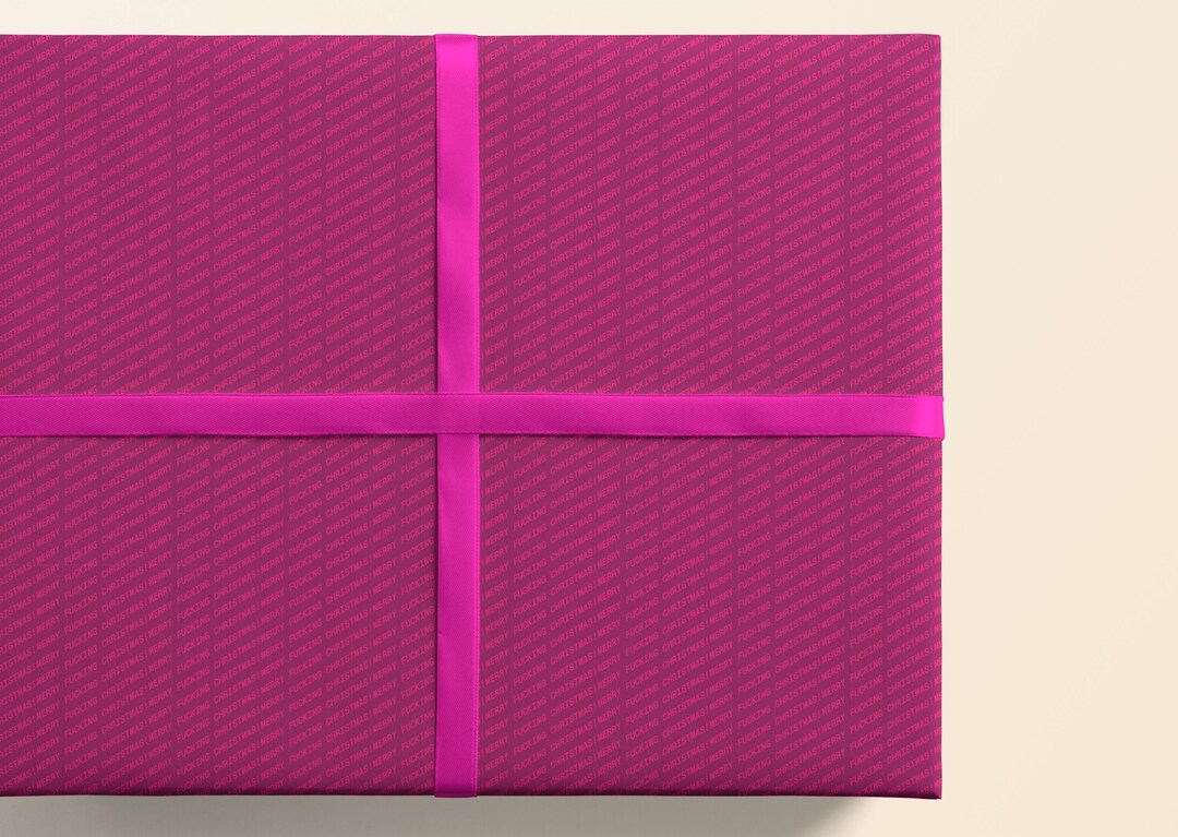 Merry Fcking Christmas, Magenta Christmas Gift Wrapper, Minimalist ...
