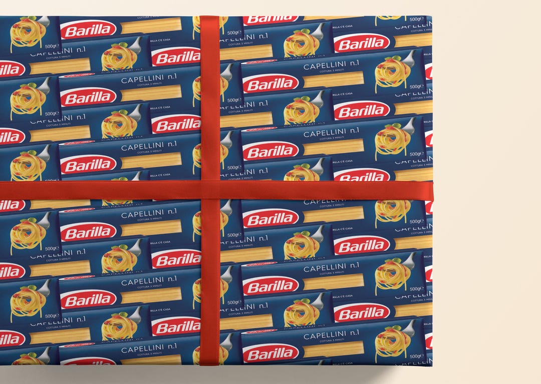 Barilla Wrapping Paper, Spaghetti Design, Funny Gift Wrapping Paper ...