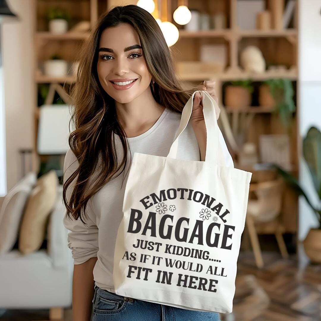 Emotional Baggage Cotton Canvas Tote Bag, Funny Reusable Grocery Bag - Etsy