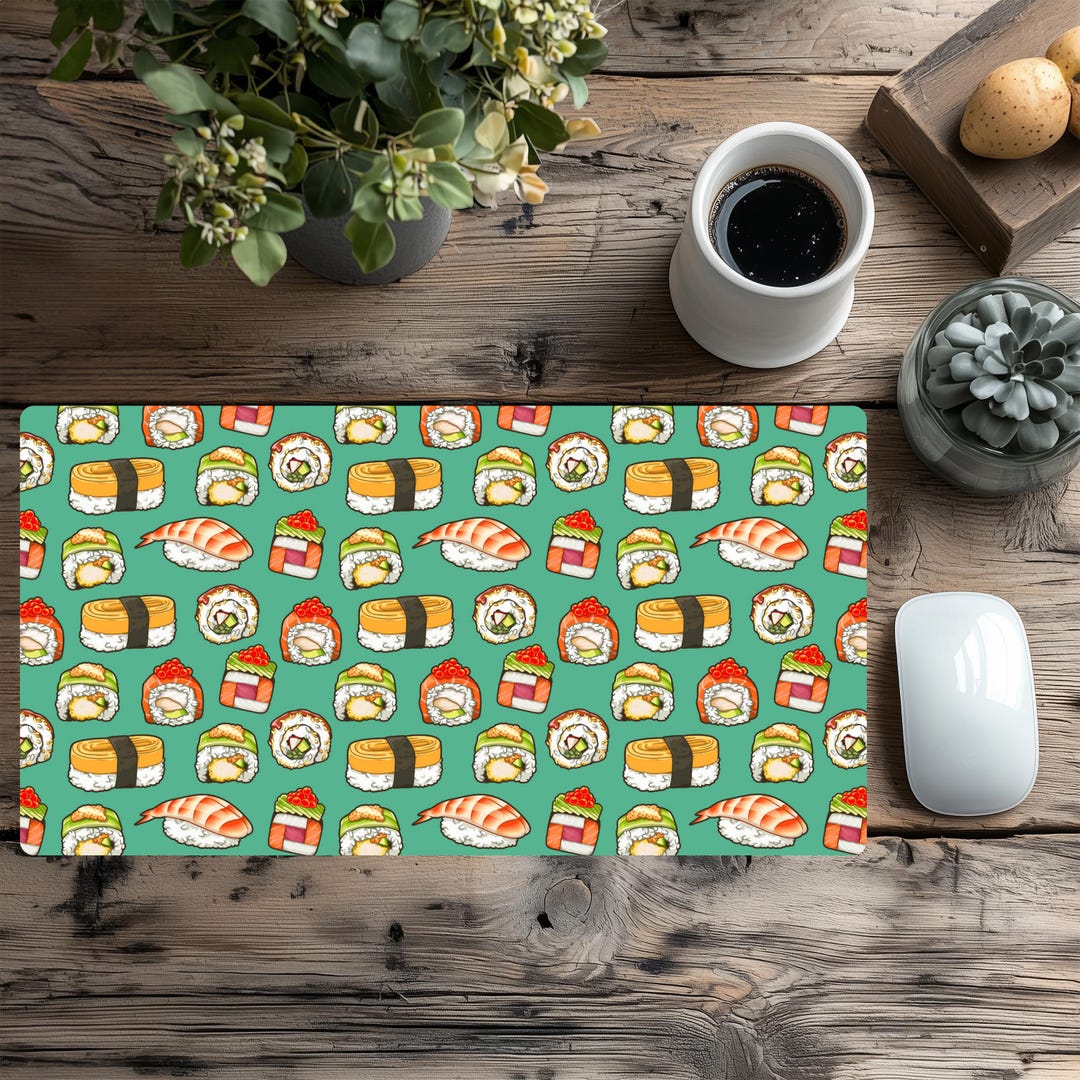 Cute Sushi Pattern, Gaming, Aesthetic Mat, Office Desk, Keyboard, Mouse ...