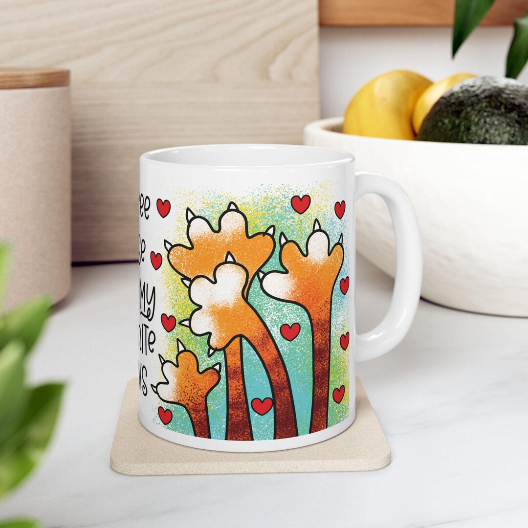 Cat Lover Mug: Funny Coffee Paws Design, Ceramic Tea Cup - Etsy