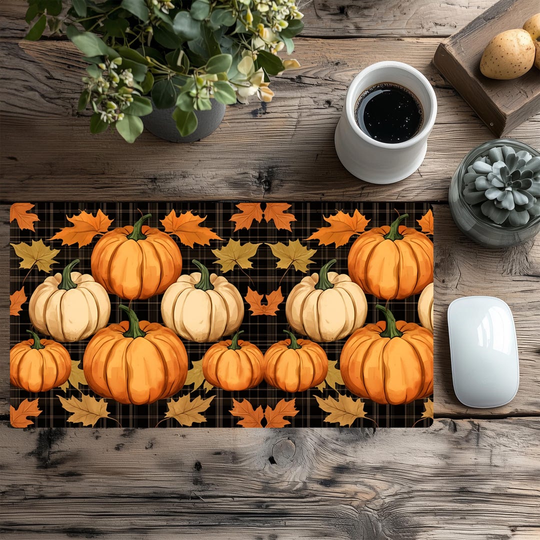 Vintage Fall Pumpkin Desk Mat: Cozy Autumn Decor - Etsy