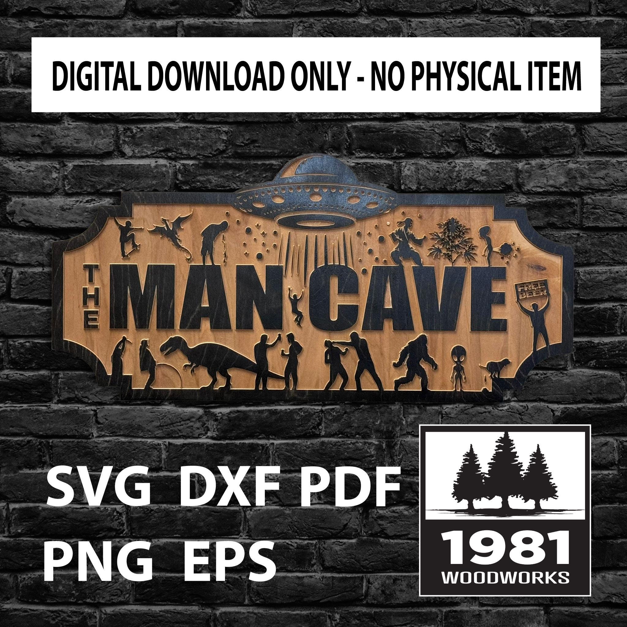 Funny Man Cave Sign SVG: Aliens, Bigfoot, Dinosaurs & Beer (digital ...