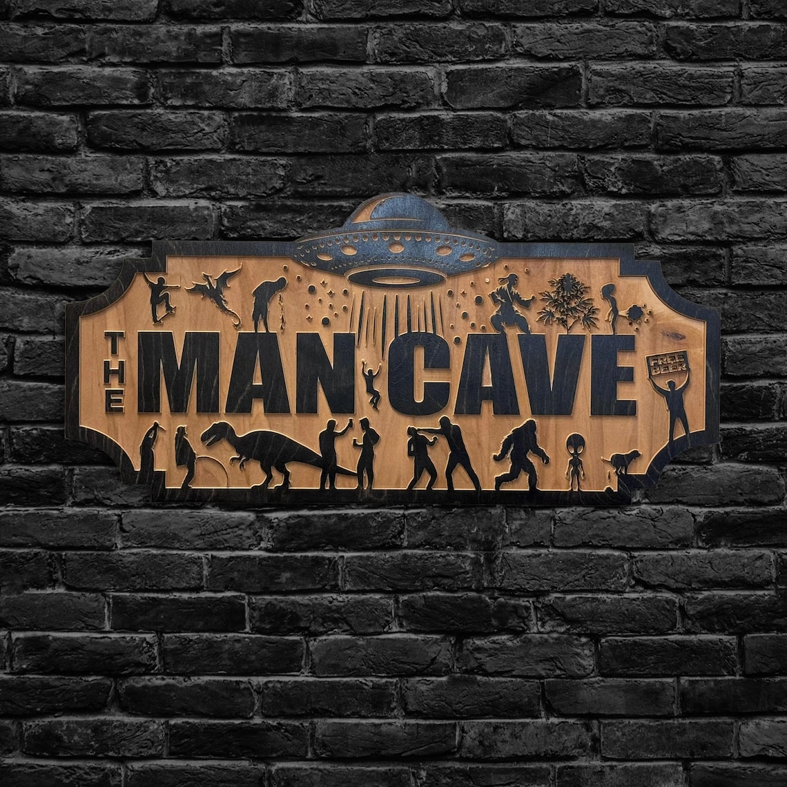 Funny Man Cave Sign SVG: Aliens, Bigfoot, Dinosaurs & Beer (digital ...