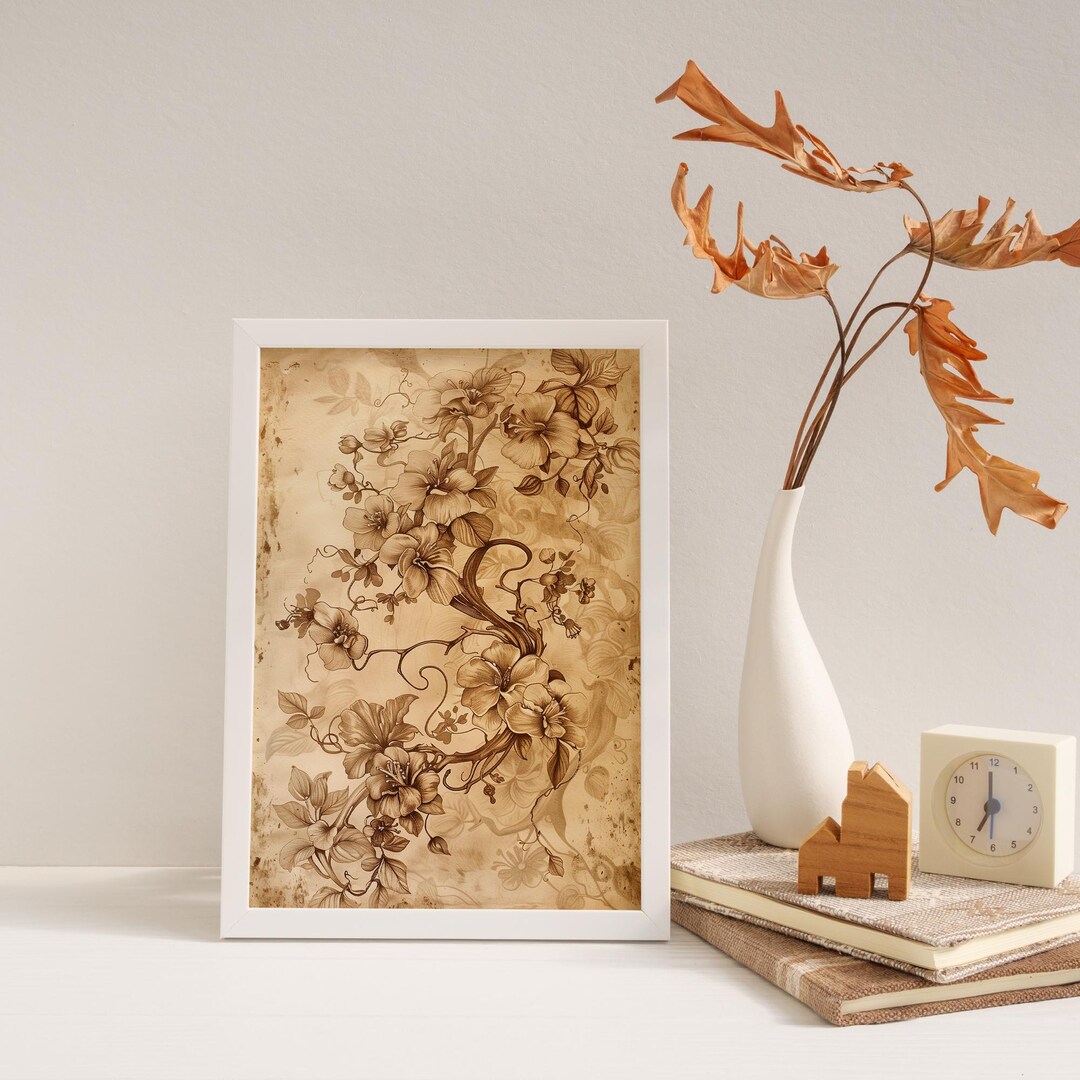 Vine Art for Living Room Vintage Floral Artwork Plant Lover Gift Nature ...
