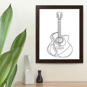 Guitar String Instrument Simple Line Art Sleek Modern Artwork Elegant ...