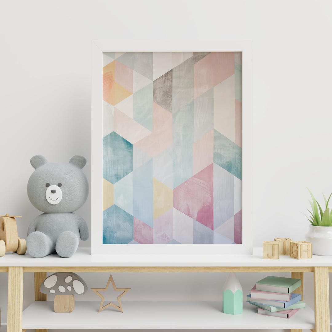Geometric Shape Art for Nursery Room Decor Soft Pastel Art Minimalist ...