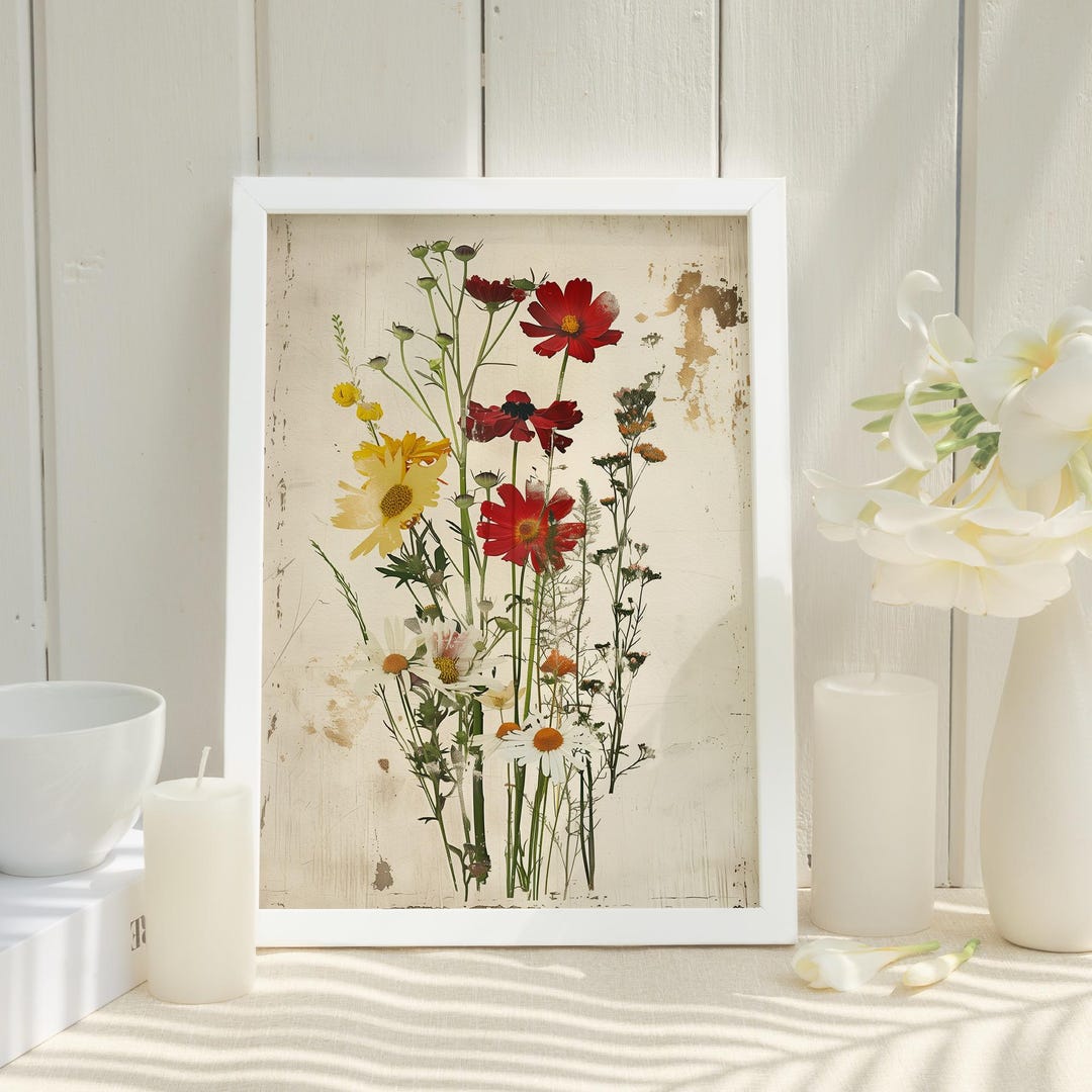 Vintage Wildflower Print Retro Flower Poster Botanical Artwork for ...