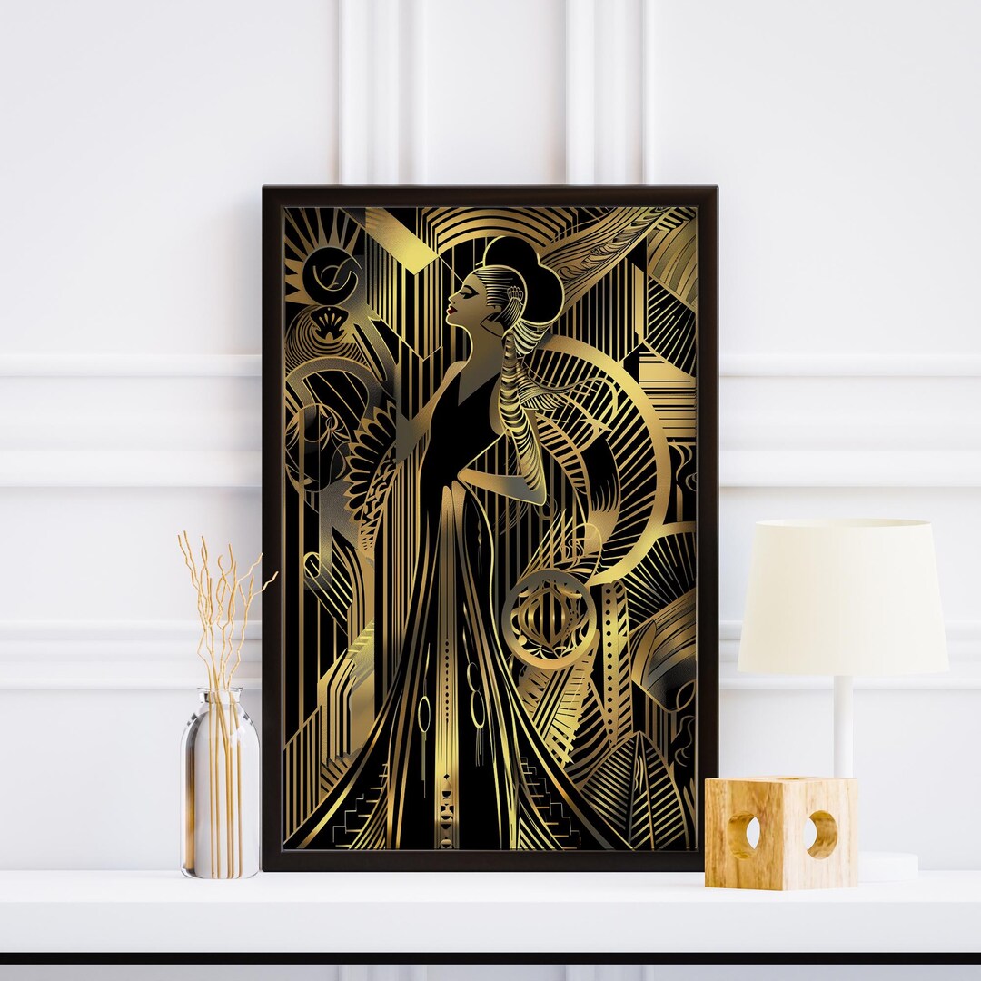 Art Deco Artwork Jazz Age Art for Great Gatsby Decor Black and Gold ...