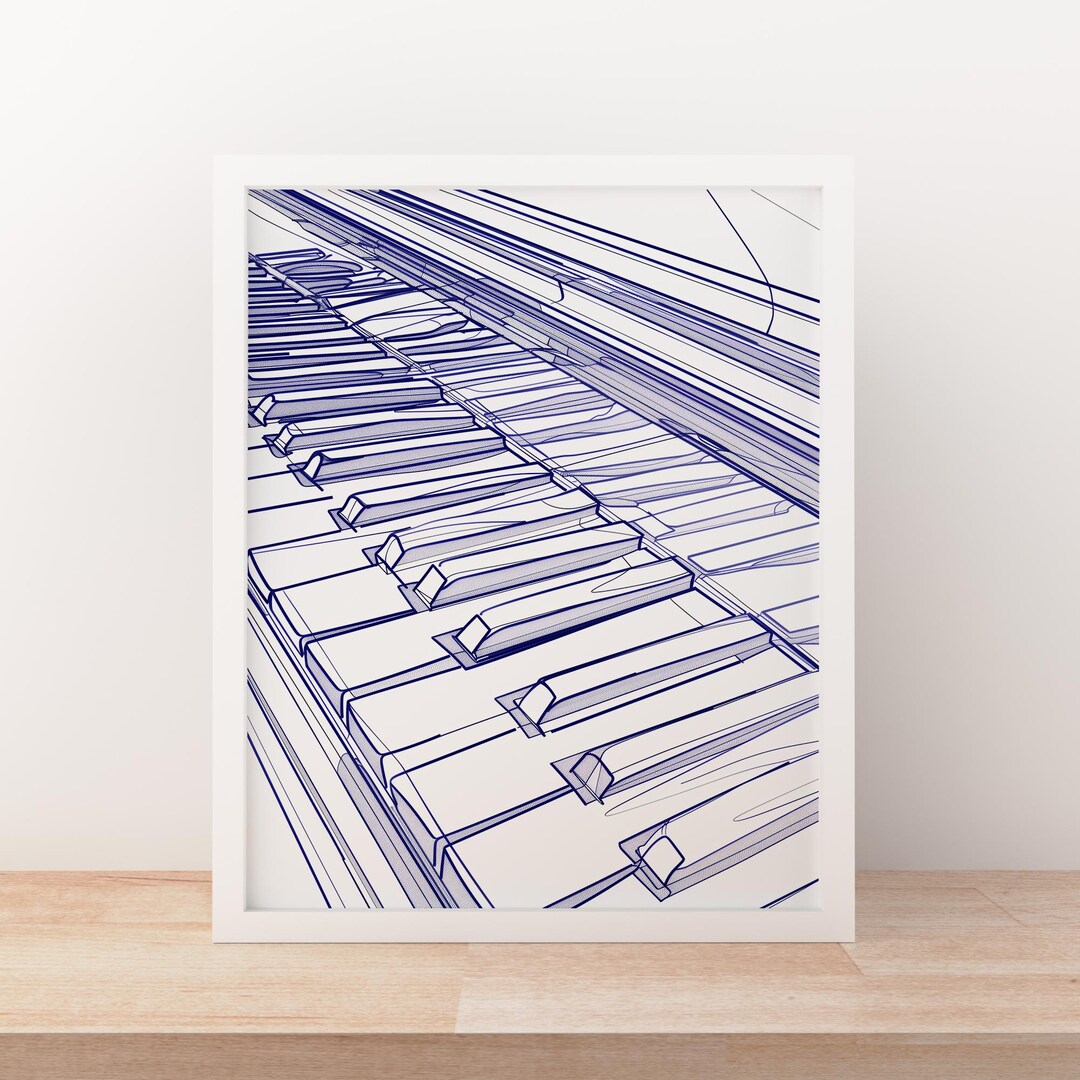 Piano Key Art Simple Line Art Sleek Modern Artwork Elegant Wall Decor ...
