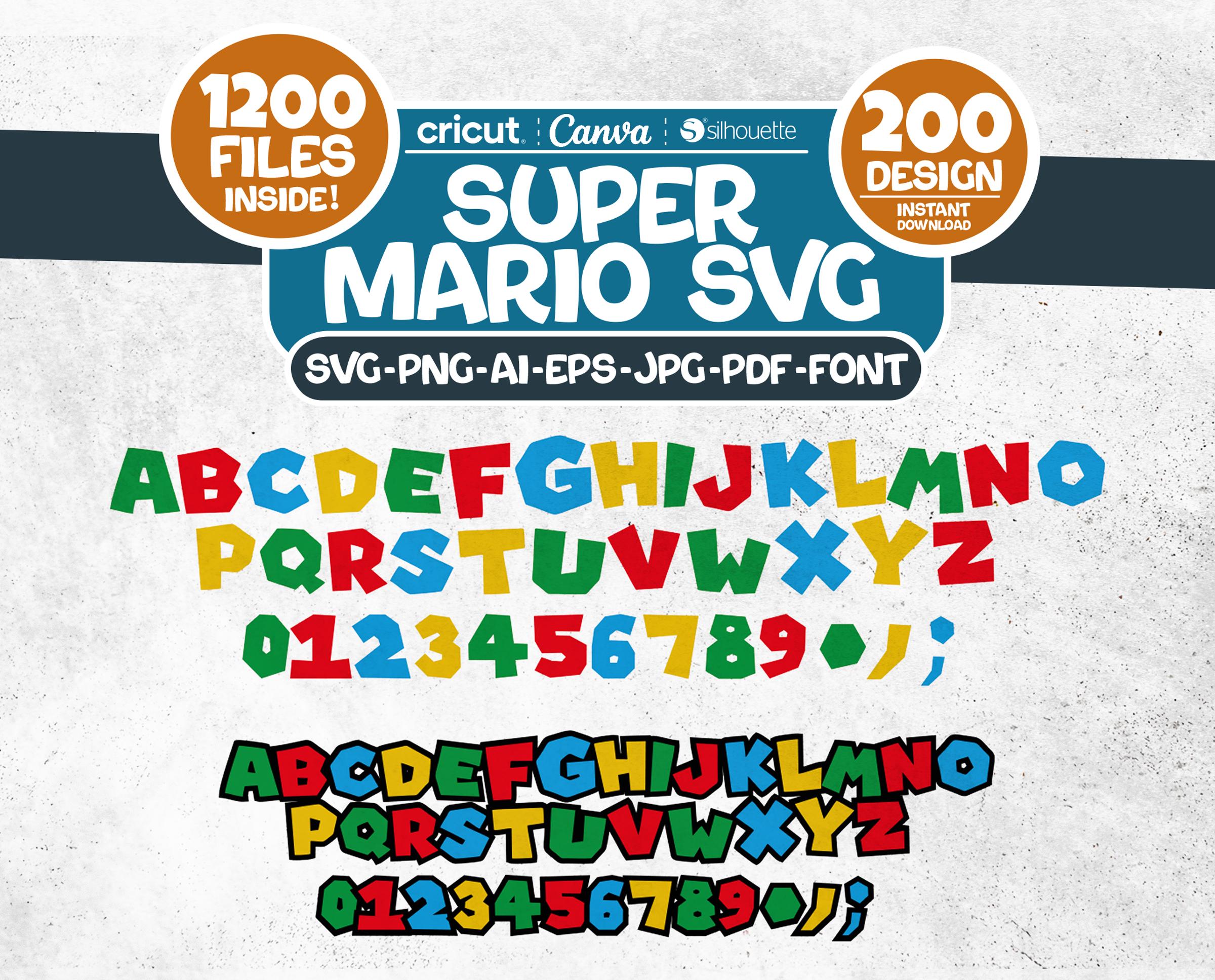 Super Mario SVG Bundle, Mario Svg, Super Mario Font, Mario Cut Files ...