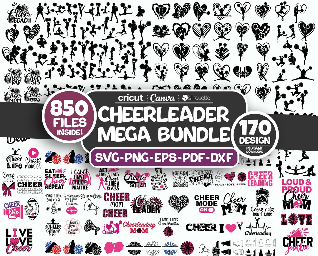 Cheer Svg Bundle, Cheerleader Svg, Cheerleader Silouette, Svg for ...