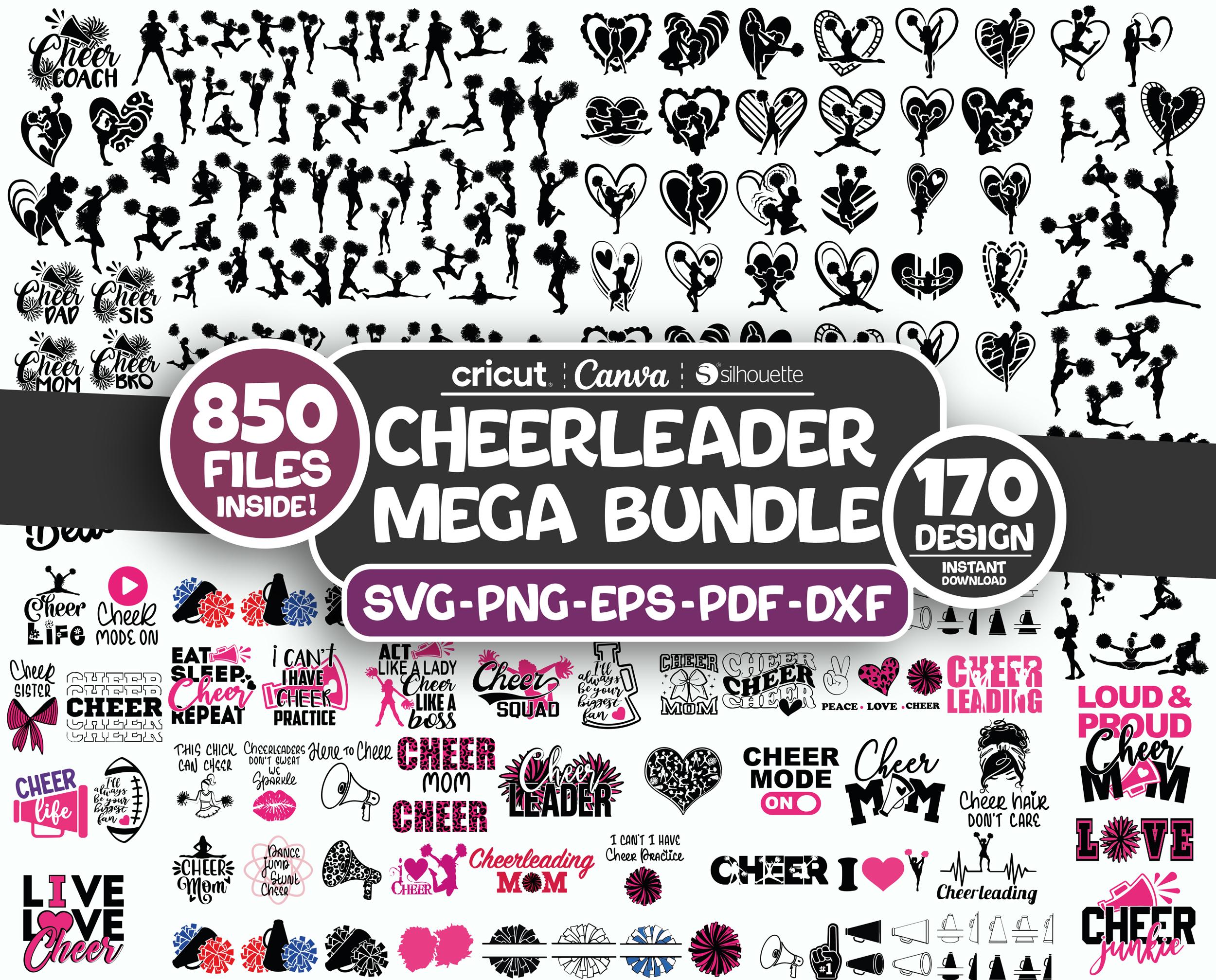 Cheer Svg Bundle, Cheerleader Svg, Cheerleader Silouette, Svg for ...