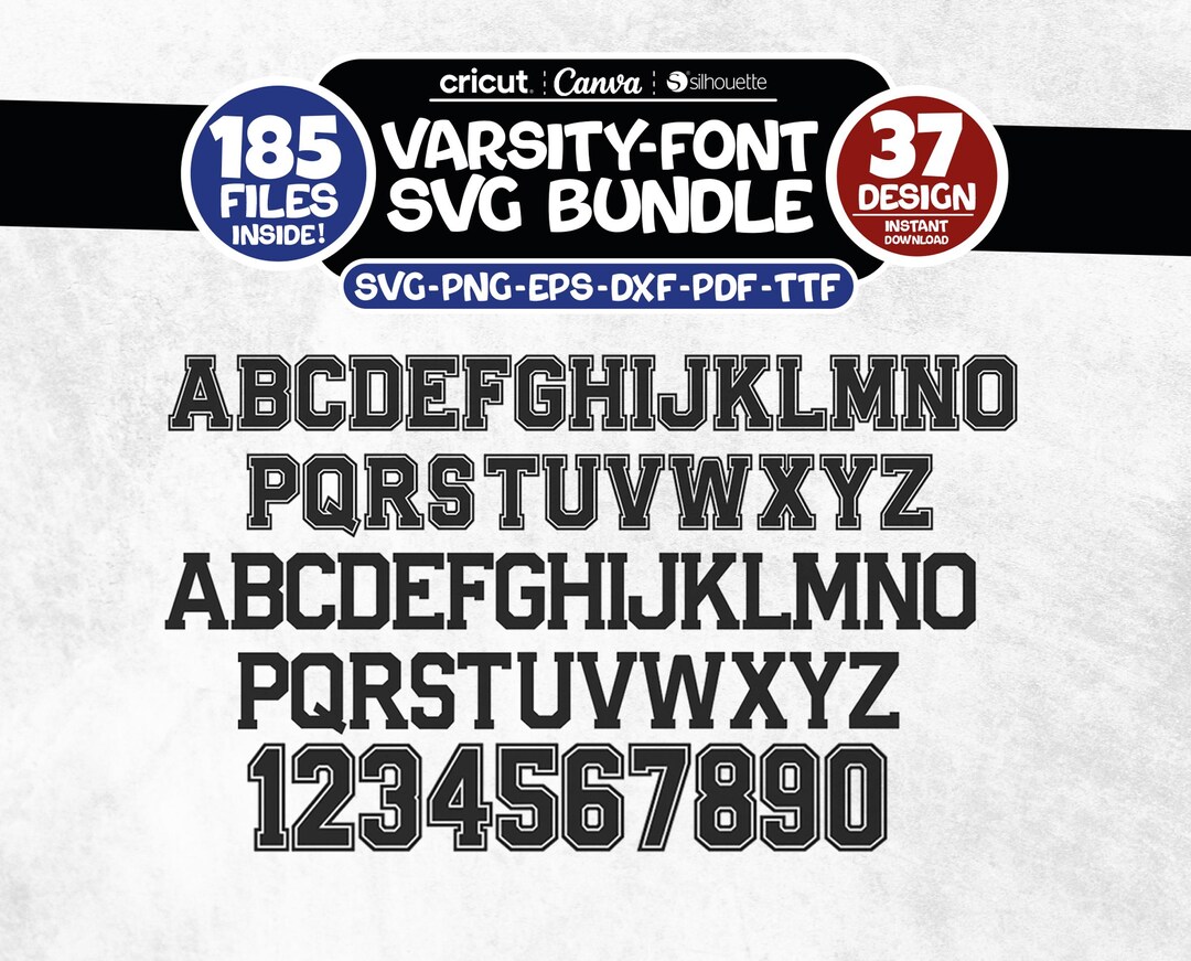 Varsity Font SVG, Jersey Font Svg, College Font, Cricut, Alphabet Svg ...
