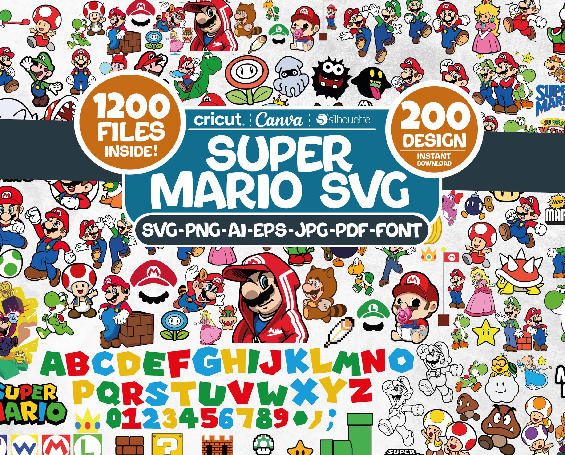 Super Mario SVG Bundle, Mario Svg, Super Mario Font, Mario Cut Files ...