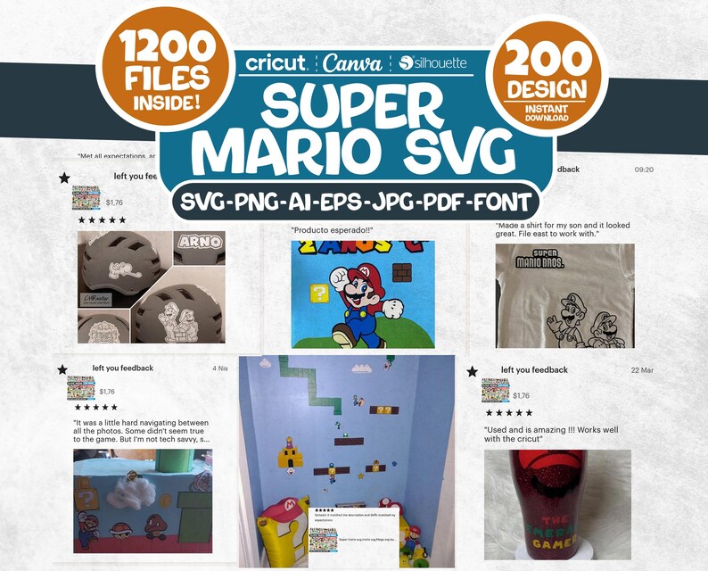 Super Mario SVG Bundle, Mario Svg, Super Mario Font, Mario Cut Files ...