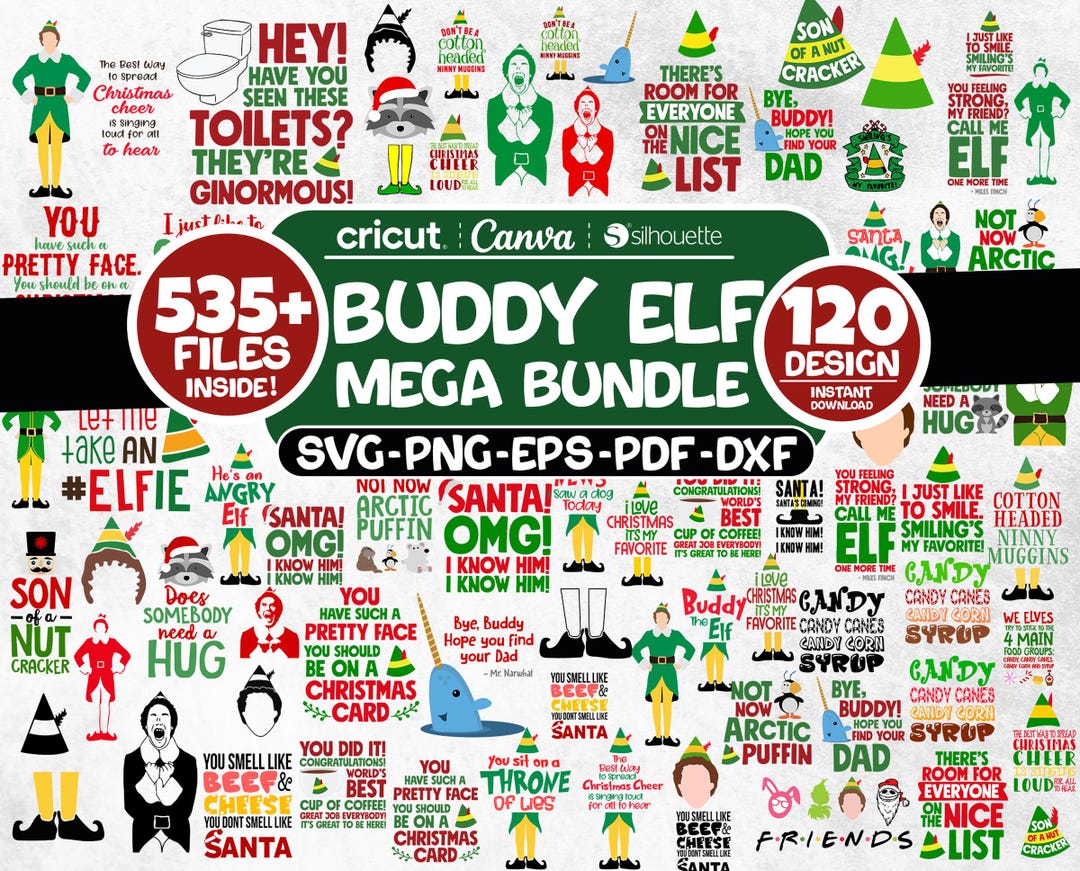 Buddy el duende SVG, paquete de SVG de la familia de elfos, Svg de ...