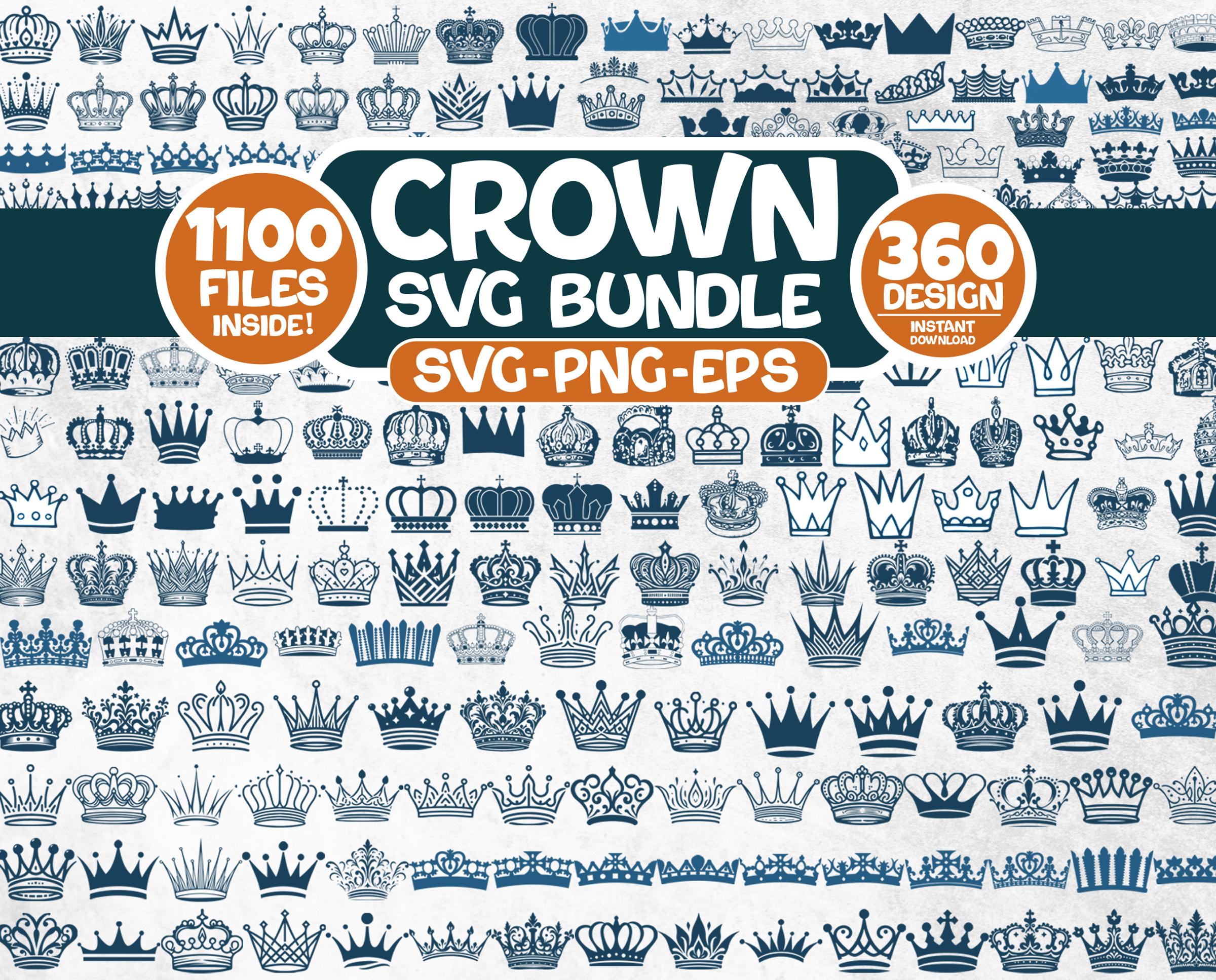 Crown Mega Svg Bundle, King Crown SVG, Queen Crown SVG, Princess Crown ...