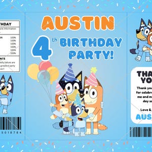 Chip Bag Template - Editable - Bluey Theme - DIY - Etsy Canada