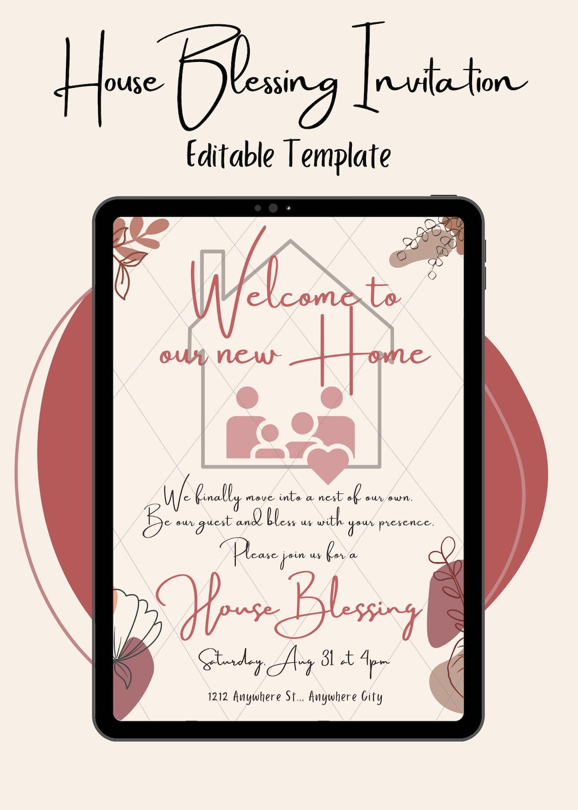 House Blessing Invitation - Editable - Canva Template - Etsy