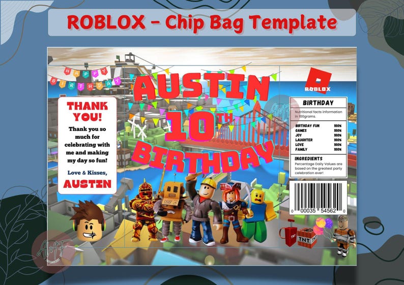 Roblox Chip Bag Template: Editable DIY Printable (canva) - Etsy