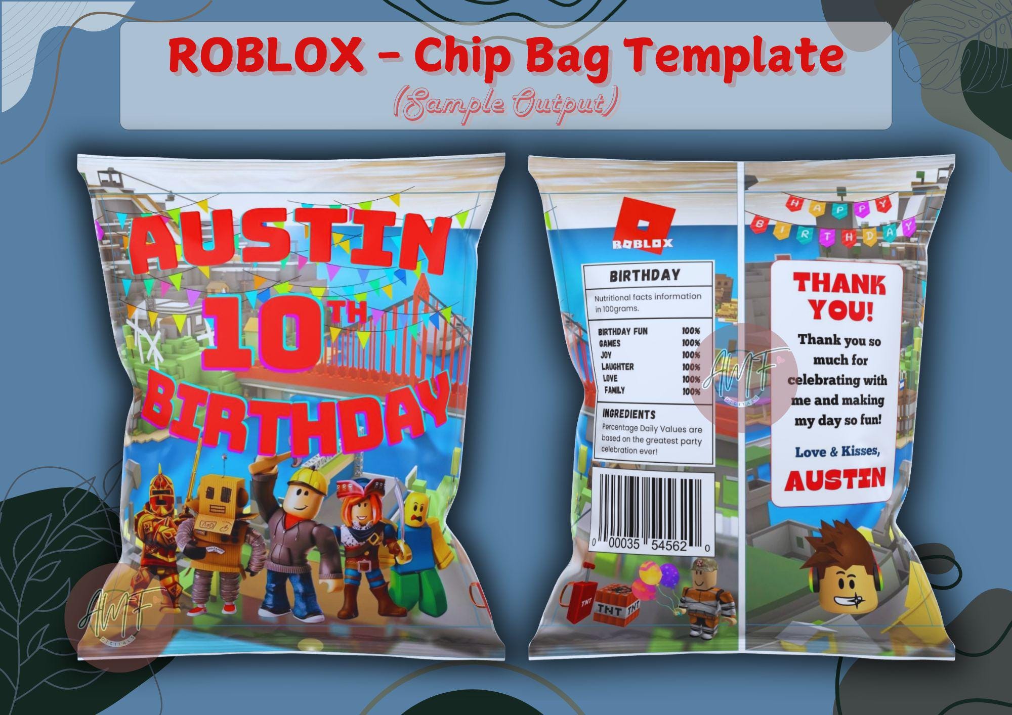 Roblox Chip Bag Template: Editable DIY Printable (canva) - Etsy UK