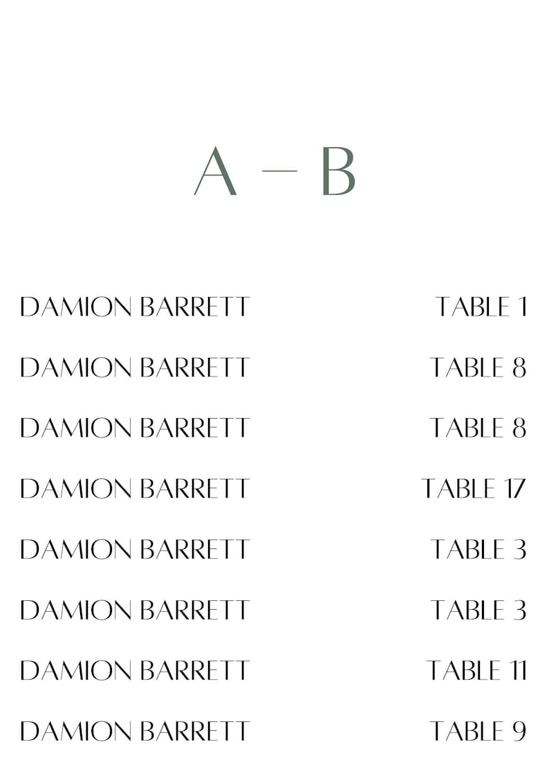 Seating Chart Template - Etsy
