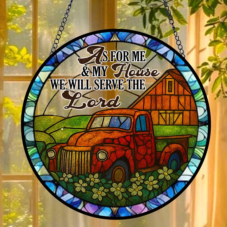 Bible Serve the Lord Suncatcher, God Window Hanging,memorial Gift ...