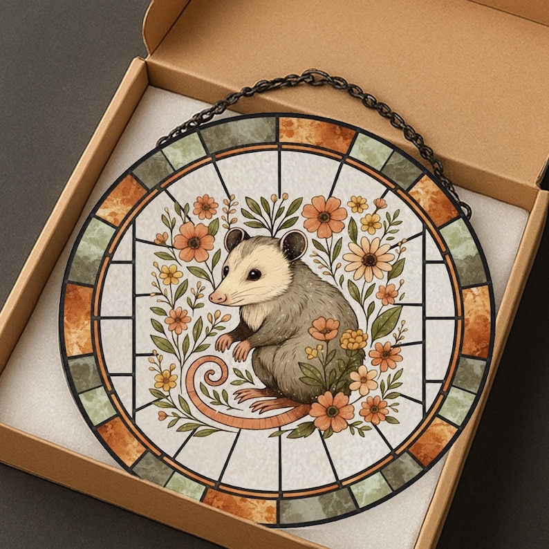 Possum Suncatcher, Opossum Window Hanging Decor, Cute Animal Ornament ...
