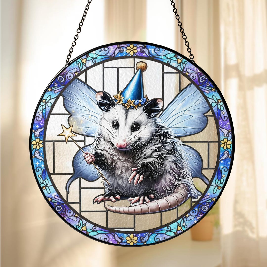 Possum Suncatcher, Opossum Window Hanging Decor, Cute Animal Ornament ...