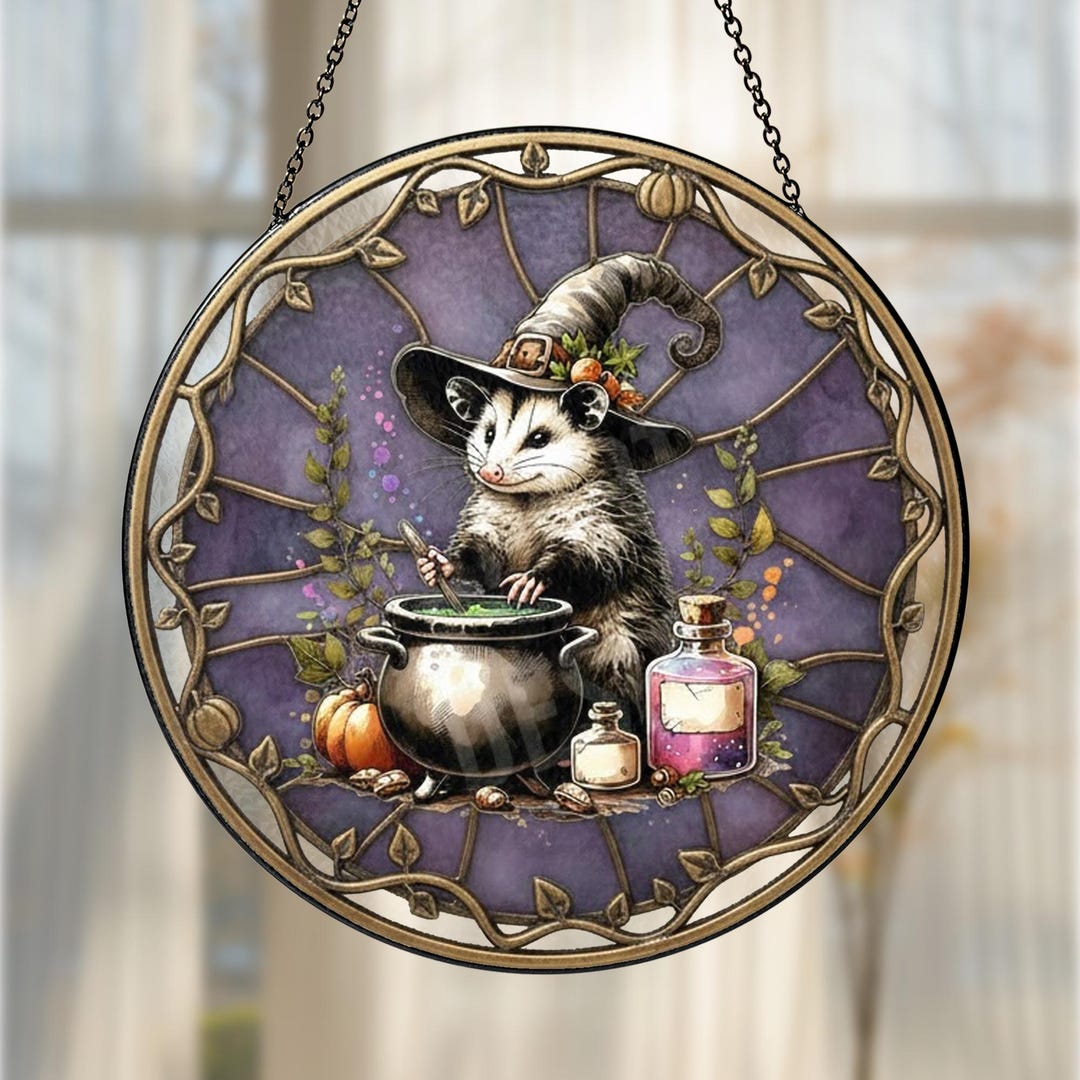 Possum Suncatcher, Opossum Window Hanging Decor, Cute Animal Ornament ...