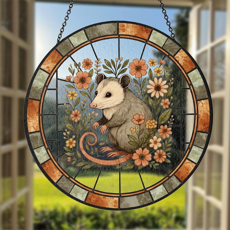 Possum Suncatcher, Opossum Window Hanging Decor, Cute Animal Ornament ...