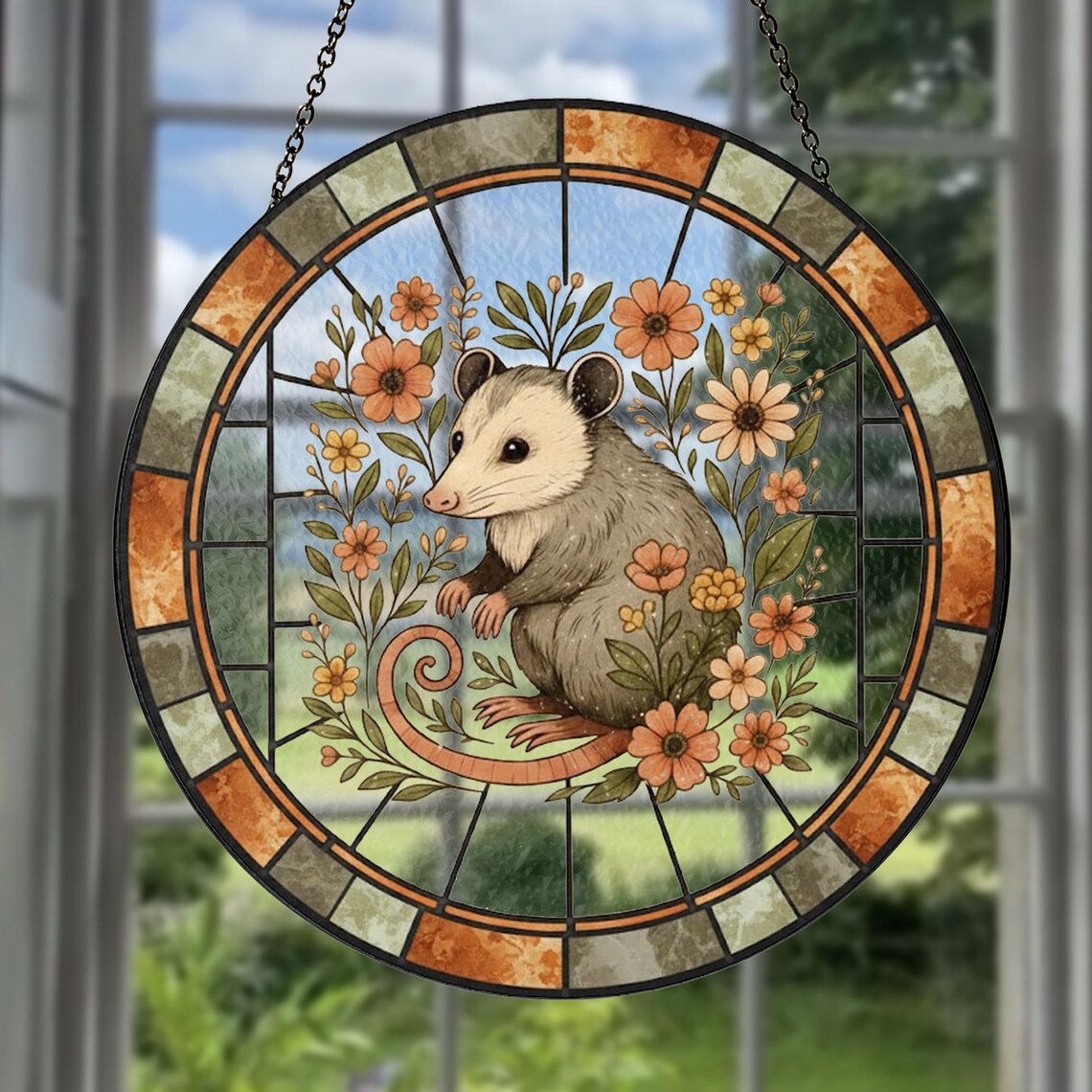 Possum Suncatcher, Opossum Window Hanging Decor, Cute Animal Ornament ...