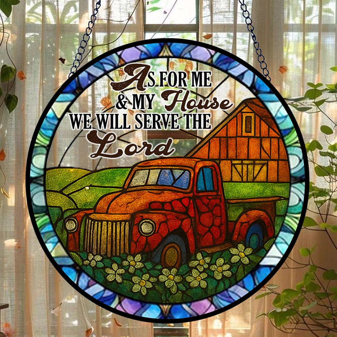 Bible Serve the Lord Suncatcher, God Window Hanging,memorial Gift ...