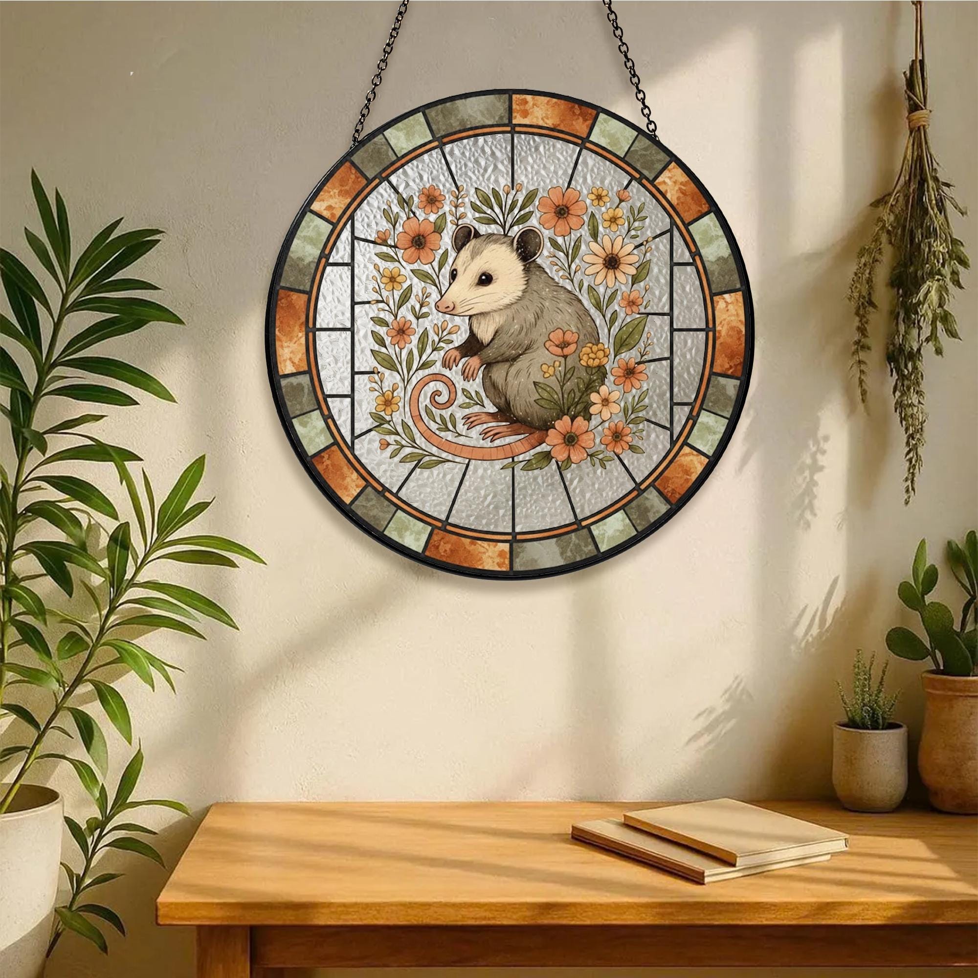 Possum Suncatcher, Opossum Window Hanging Decor, Cute Animal Ornament ...