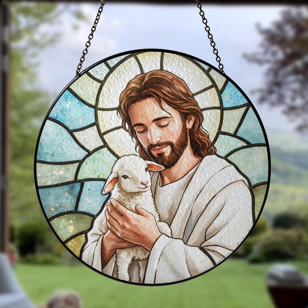 Jesus Glass Suncatcher, God Window Hanging, Memorial Gift, Christian ...