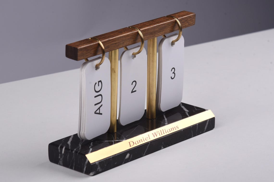 Personalized Desk Calender, Perpetual Calender, Marble & Wood Calender ...