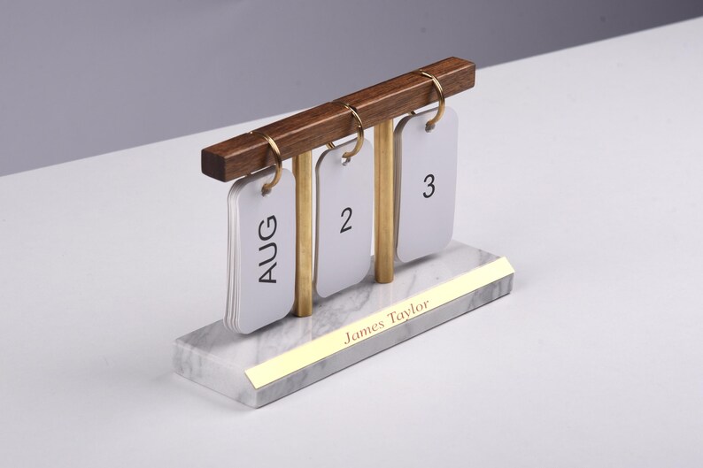 Personalized Desk Calender, Perpetual Calender, Marble & Wood Calender ...