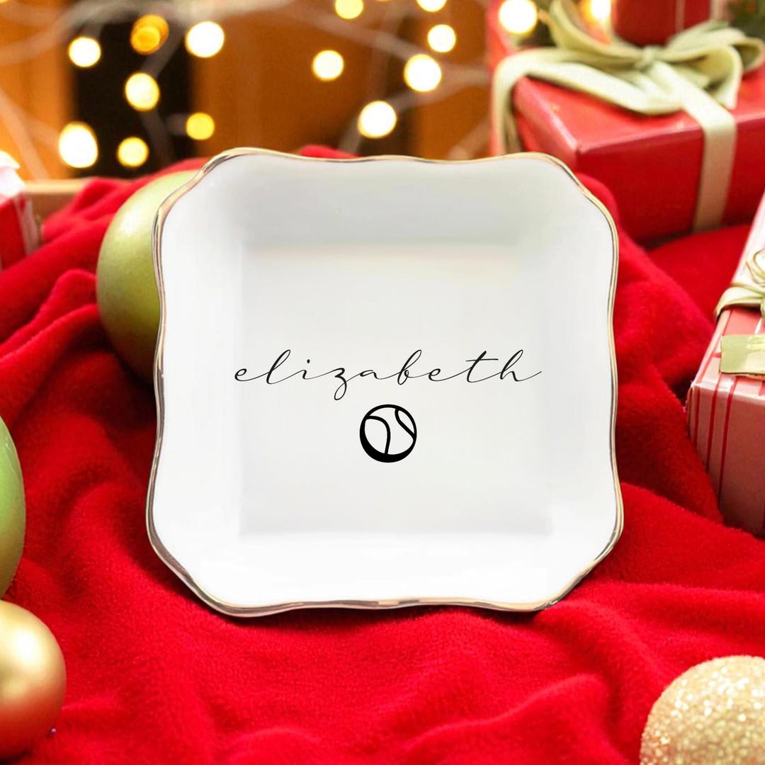 Custom Monogram Ring Dish, Personalized Ceramic Jewelry Plate, Elegant ...